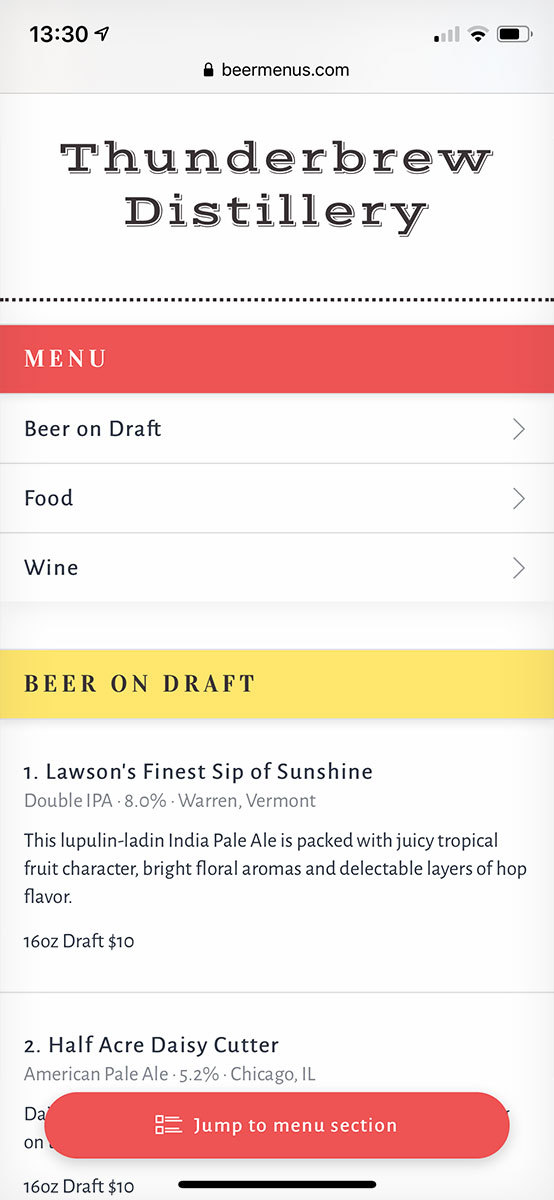 Create a print beer menu with one click