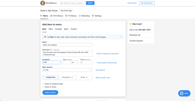 Create a print beer menu with one click