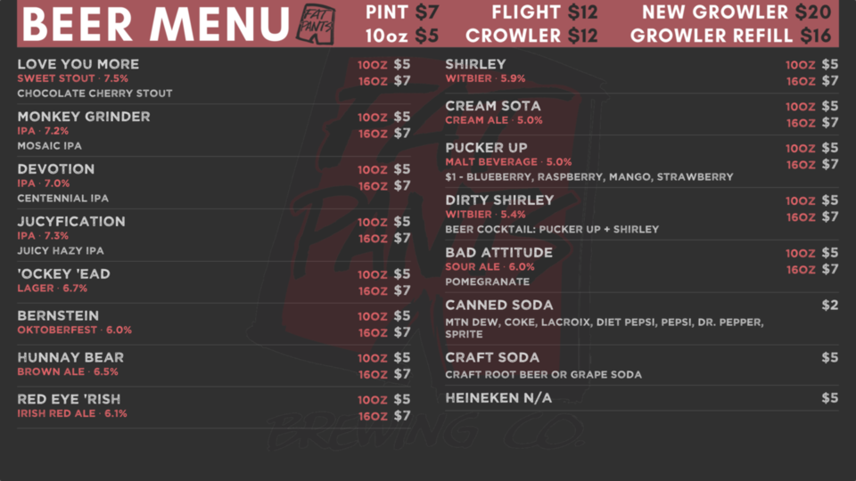 Create a print beer menu with one click