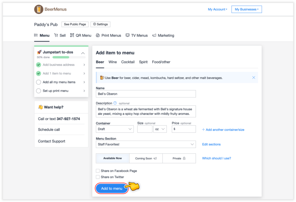 Create a digital beer menu with one click