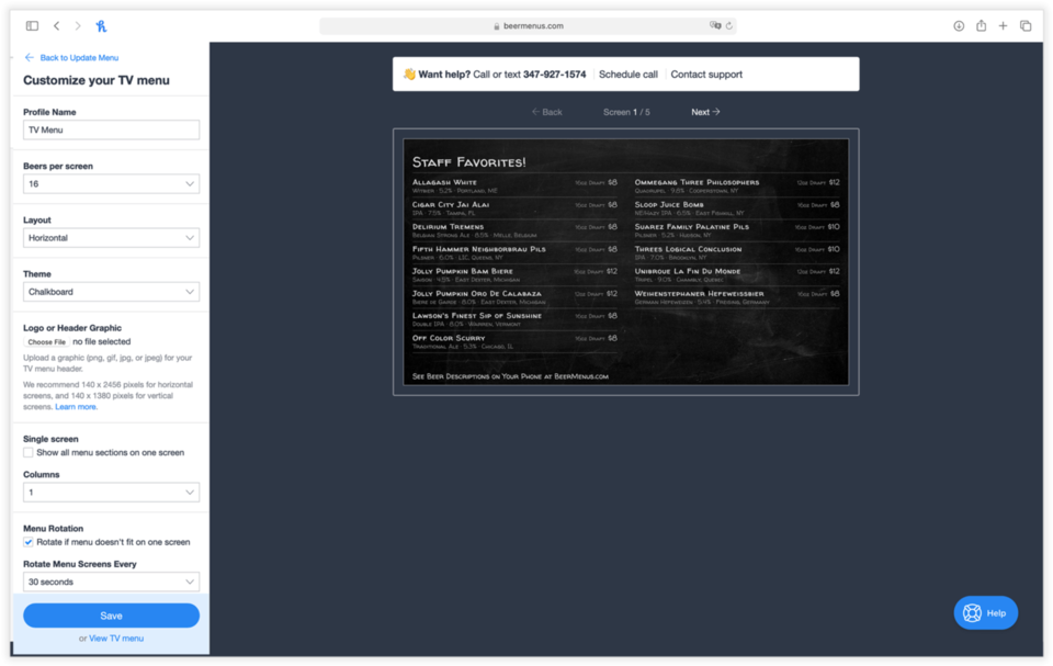 Create a digital beer menu with one click